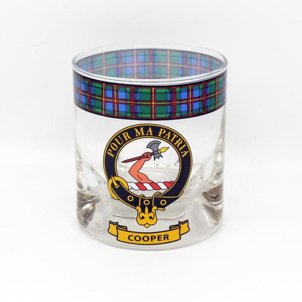 Cooper Clan Crest Tartan Whisky Glass |Scottish Shop