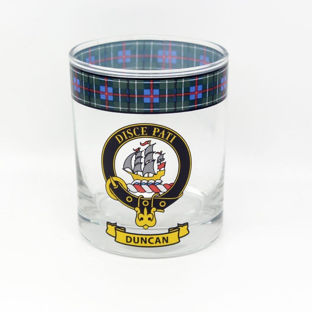 Duncan Clan Crest Tartan Whisky Glass |Scottish Shop